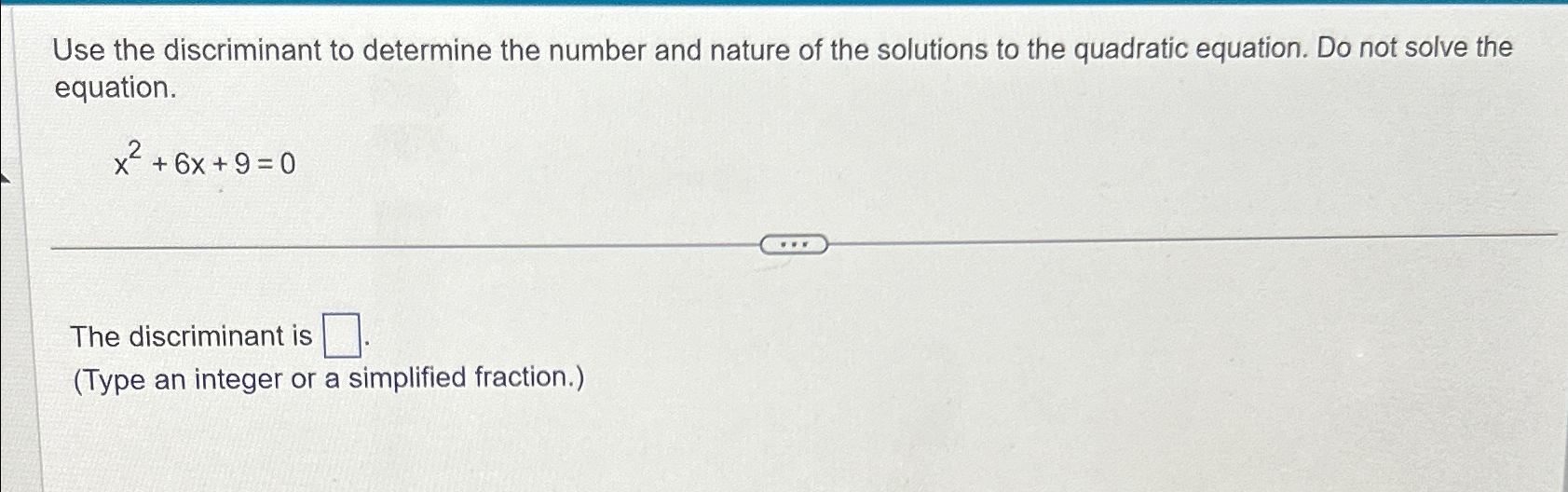 Solved Use the discriminant to determine the number and | Chegg.com