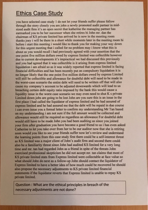 Solved Ethics Case Study you have selected case study 1 do | Chegg.com