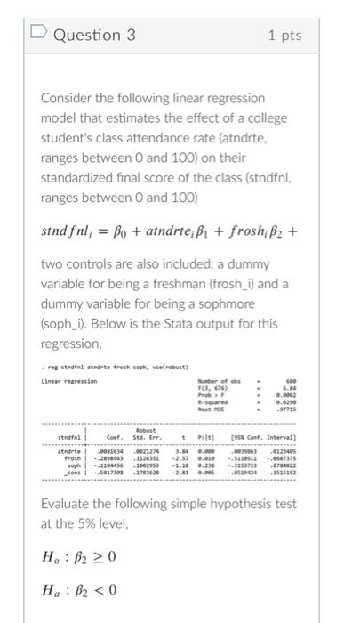 Solved Consider the following linear regression model that | Chegg.com