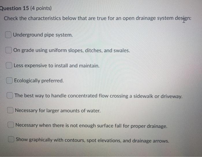Solved Question 15 (4 points) Check the characteristics | Chegg.com