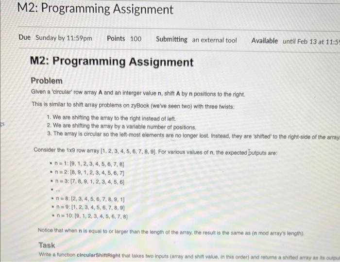 Solved M2: Programming Assignment Due Sunday by 11:59pm | Chegg.com