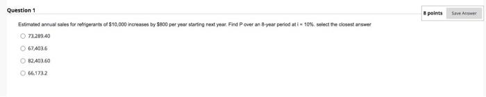 Solved Question 1 & points Save Awwer Estimated annual sales | Chegg.com