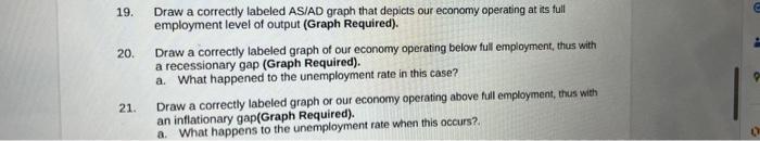 Solved 19. Draw a correctly labeled AS/AD graph that depicts | Chegg.com