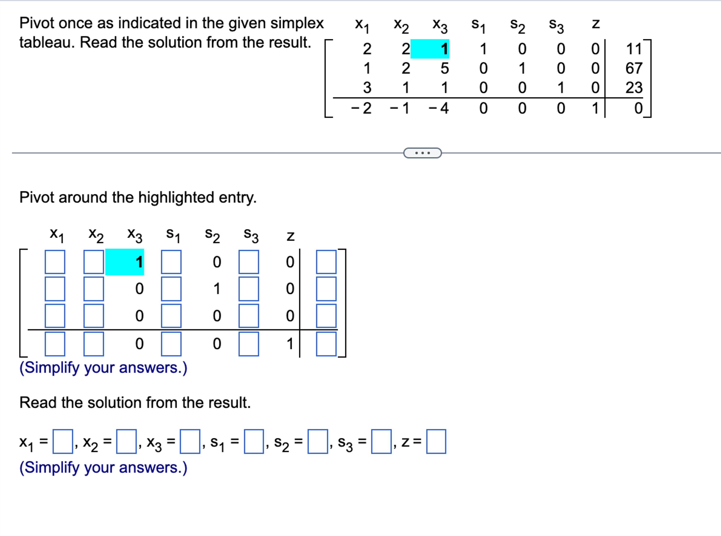 Solved Use the simplex method to ﻿solve.Minimize | Chegg.com