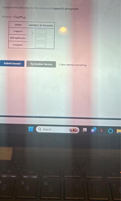 Solved Complete the following for the compound copper(II) | Chegg.com