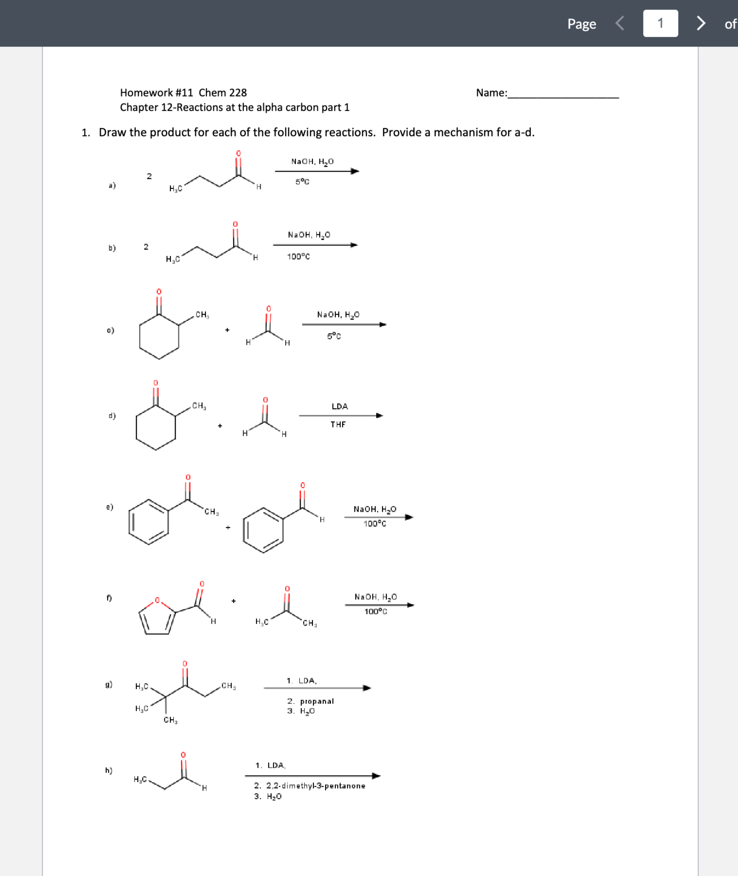 Chapter 12-Reactions at the alpha carbon part 1Draw | Chegg.com