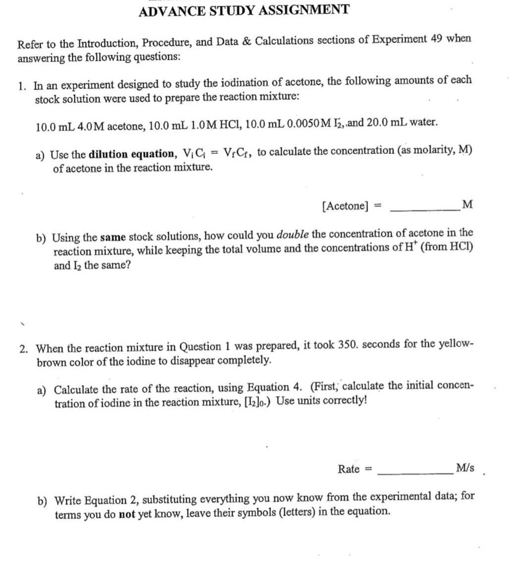 Solved ADVANCE STUDY ASSIGNMENT Refer to the Introduction, | Chegg.com