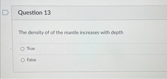 Solved The density of of the mantle increases with depth | Chegg.com