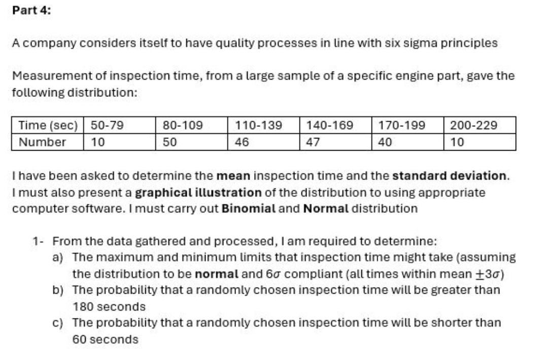 Solved Part 4:A company considers itself to have quality | Chegg.com
