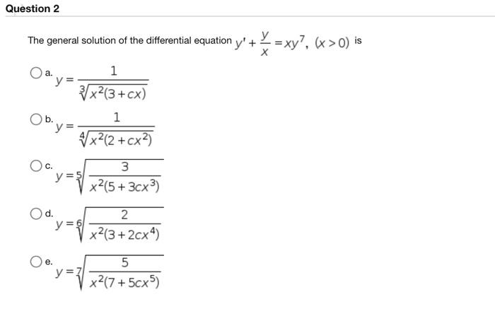 Solved The general solution of the differential equation | Chegg.com