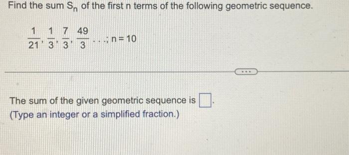 Solved Find the sum Sn of the first n terms of the following | Chegg.com