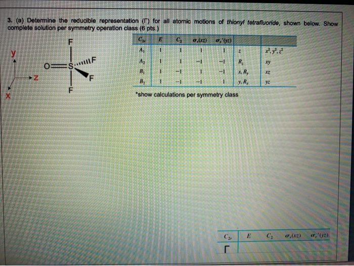 1 z 3. (a) Determine the reducible representation () | Chegg.com