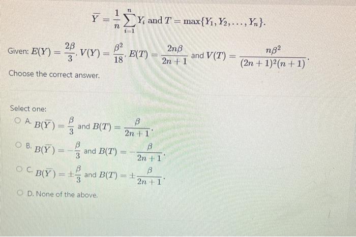 Suppose that Y1,Y2,…Yn is a random sample of the | Chegg.com