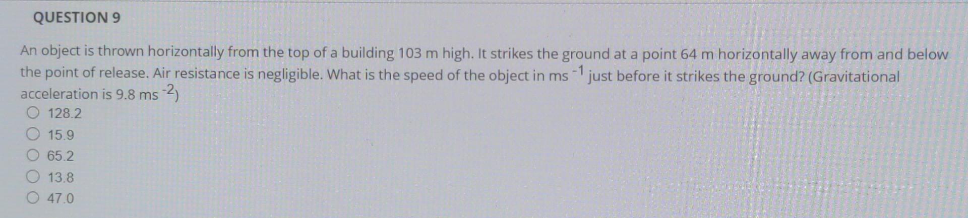 Solved An object is thrown horizontally from the top of a | Chegg.com