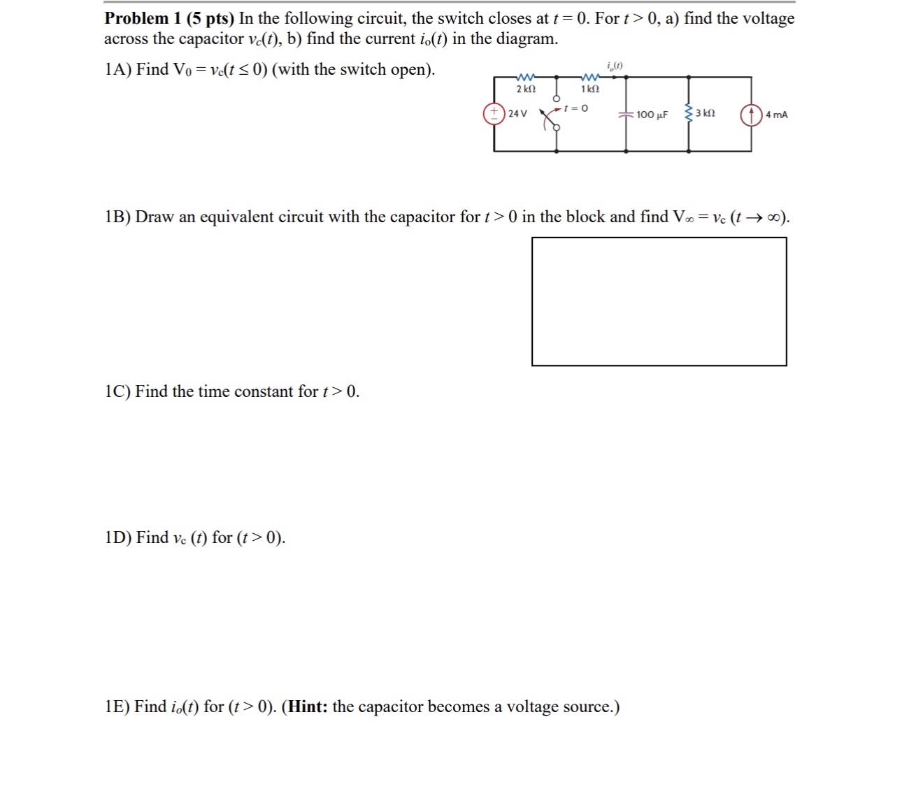 Solved Problem 1 (5 pts) In the following circuit, the | Chegg.com Solved Problem 1 (5 pts) In the following circuit, the | Chegg.com