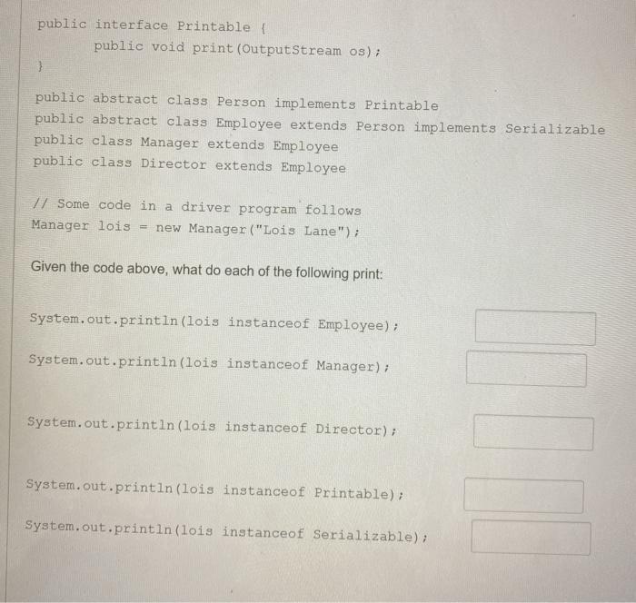 Solved public interface Printable { public void print | Chegg.com