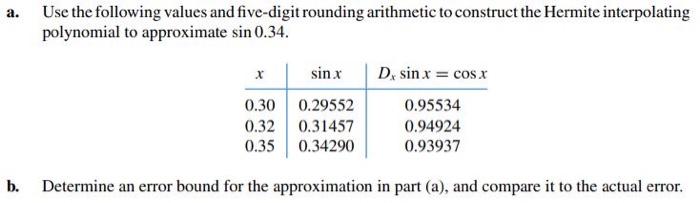 Solved a. Use the following values and five-digit rounding | Chegg.com