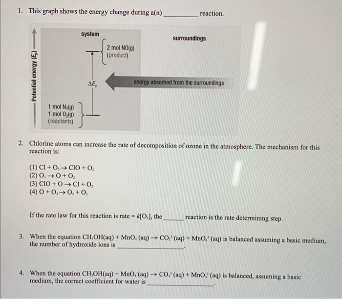 Solved 1. This graph shows the energy change during a(n) | Chegg.com