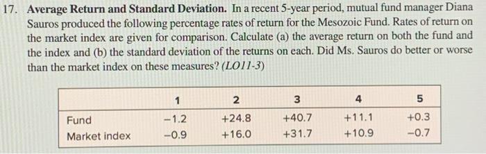 Solved 17. Average Return and Standard Deviation. In a | Chegg.com