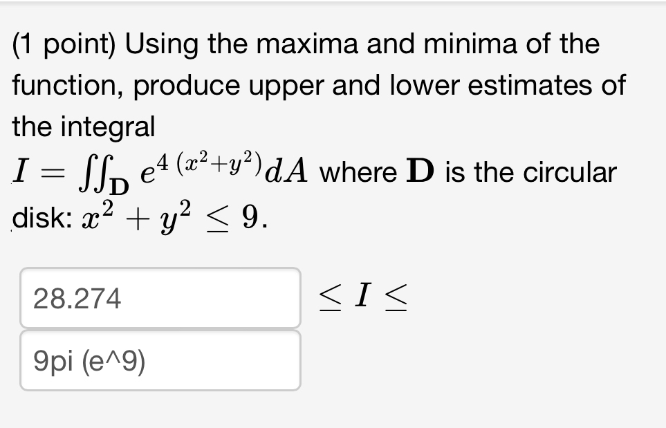 Solved (1 ﻿point) ﻿Using the maxima and minima of the | Chegg.com