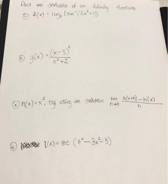 Solved (1) f(x)=log2(sin−1(2x2+1)) (2.) g(x)=x2+2(x−3)2 | Chegg.com