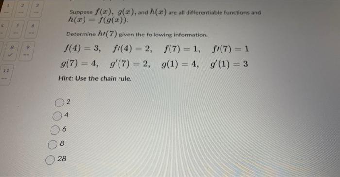 Solved Suppose f(x),g(x), and h(x) are all differentiable | Chegg.com