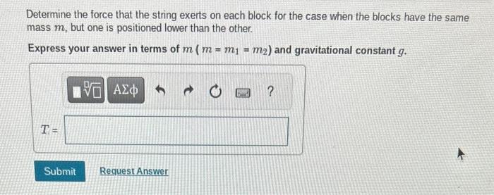 Solved Two blocks of masses m1 and m2 hang at the ends of a | Chegg.com