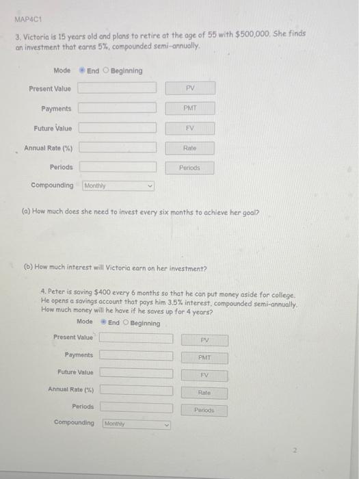 Solved MAP4C1 3. Victoria is 15 years old and plans to | Chegg.com
