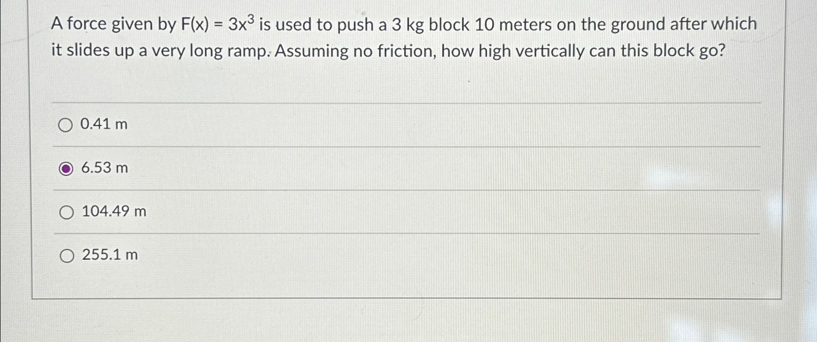Solved A force given by F(x)=3x3 ﻿is used to push a 3kg | Chegg.com