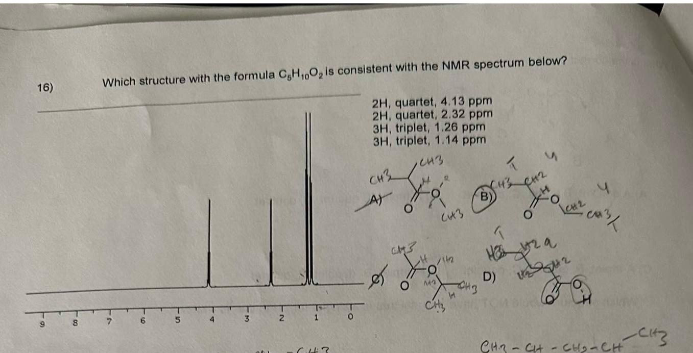 Solved Which structure with the formula C5H10O2 ﻿is | Chegg.com