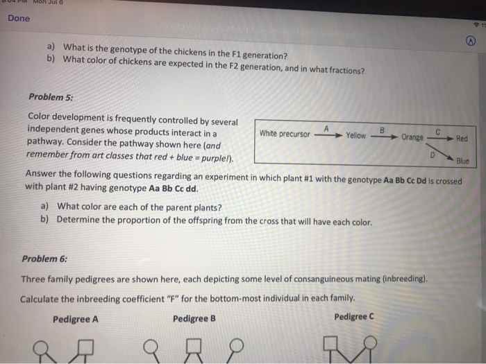 Solved Mon Jul Done a) What is the genotype of the chickens | Chegg.com