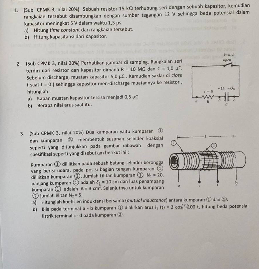 (Sub CPMK 3, ﻿nilai 20%) ﻿Sebuah resistor 15kΩ | Chegg.com