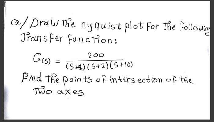 Solved a) Draw the nyquist plot for the following Transfer | Chegg.com