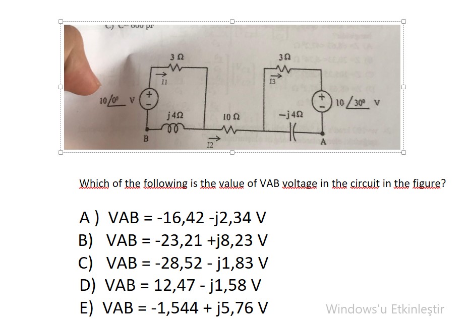 Solved Which of the following is the value of VAB voltage in | Chegg.com