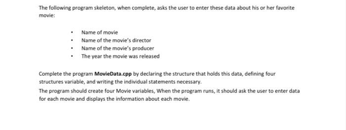 Solved The Following Program Skeleton When Complete Asks 