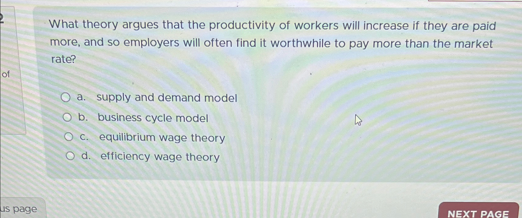 Solved What theory argues that the productivity of workers | Chegg.com