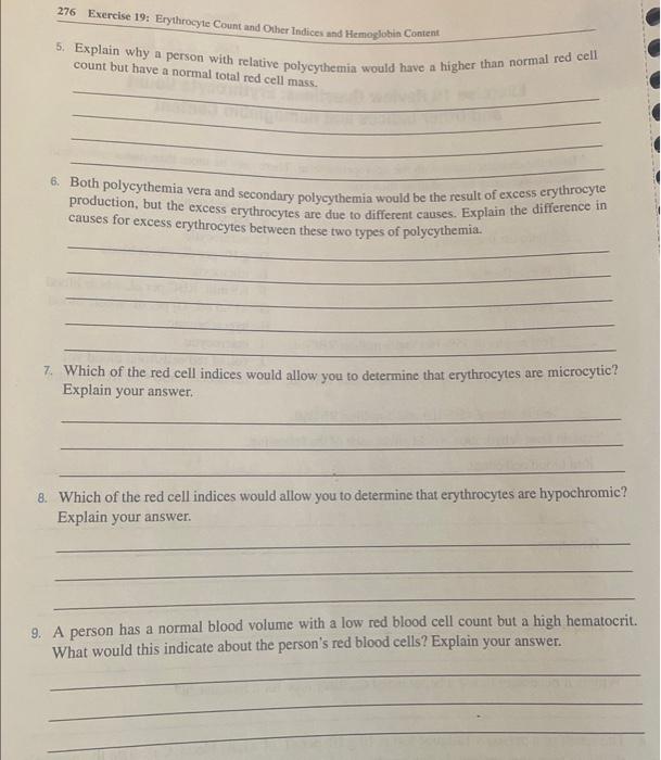 Solved 5. Explain why a person with relative polycythemia | Chegg.com