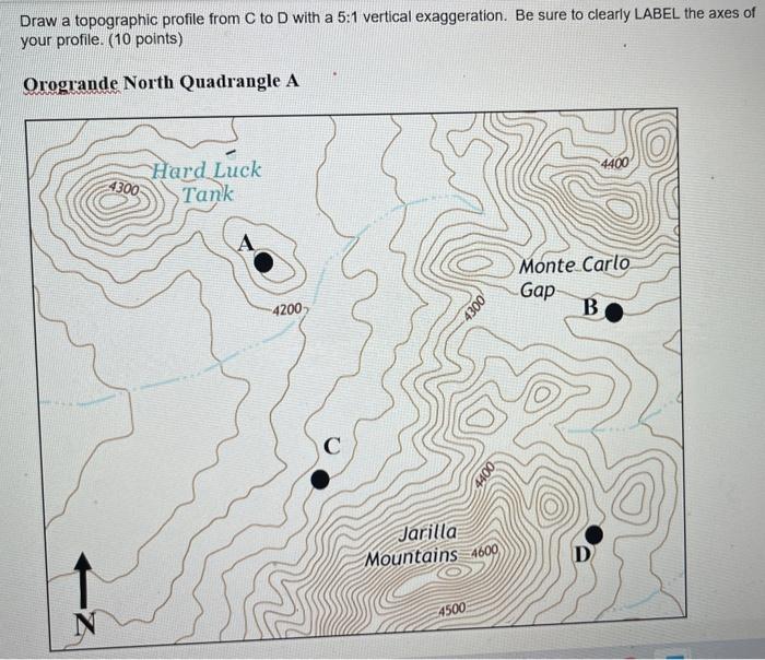 Solved Draw a topographic profile from C to D with a 5:1 | Chegg.com