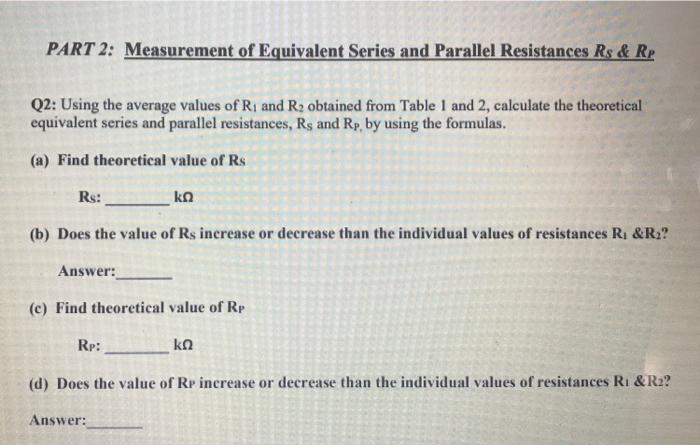 Solved Assignment: PART 1: Measurement of Single Unknown | Chegg.com