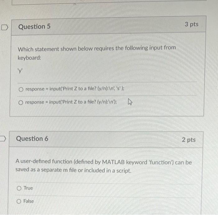 Solved D Question 5 3 pts Which statement shown below | Chegg.com