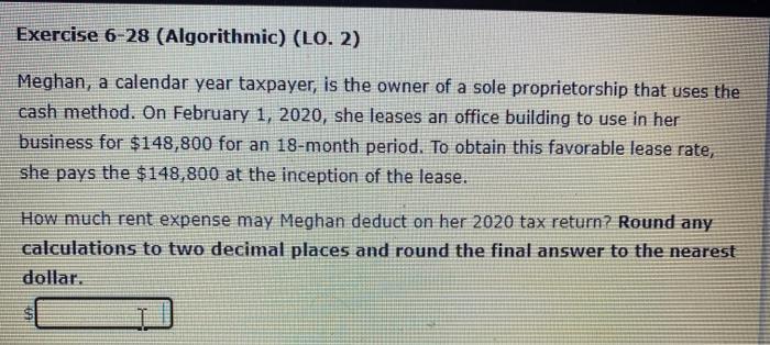 Solved Exercise 6-28 (Algorithmic) (LO. 2) Meghan, a | Chegg.com