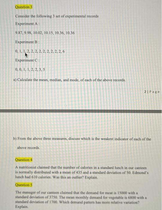Solved Question 3 Consider the following 3 set of | Chegg.com