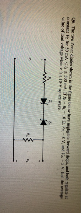 Solved Q6. The two Zener diodes shown in the figure below | Chegg.com