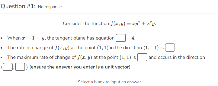 Solved Consider the function f(x,y)=xy^2+yx^2Question #1: No | Chegg.com
