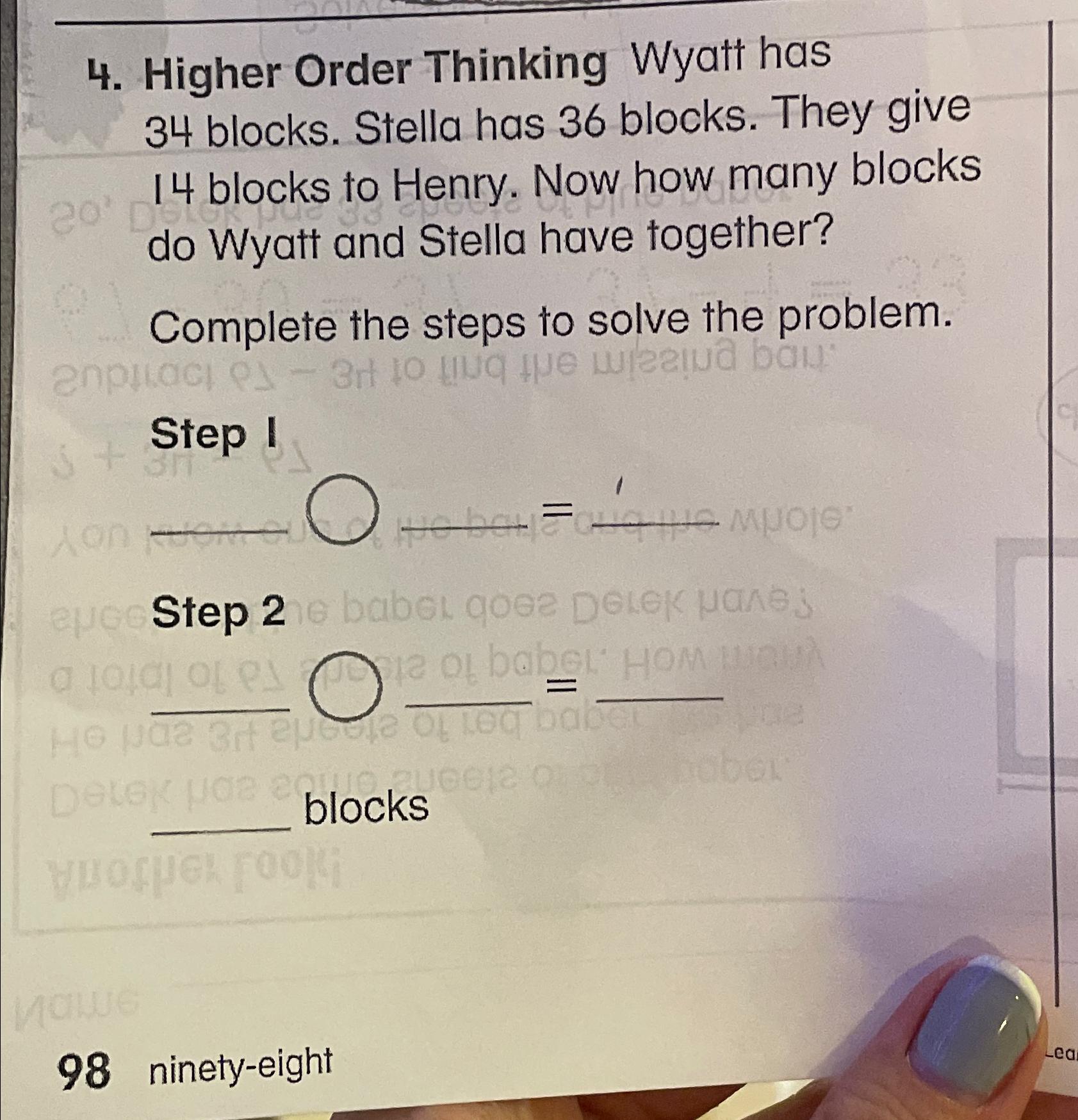 Higher Order Thinking Wyatt has 34 ﻿blocks. Stella | Chegg.com