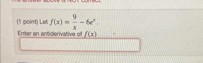 Solved f(x)=x9−6ex(1 point) Consider the function | Chegg.com