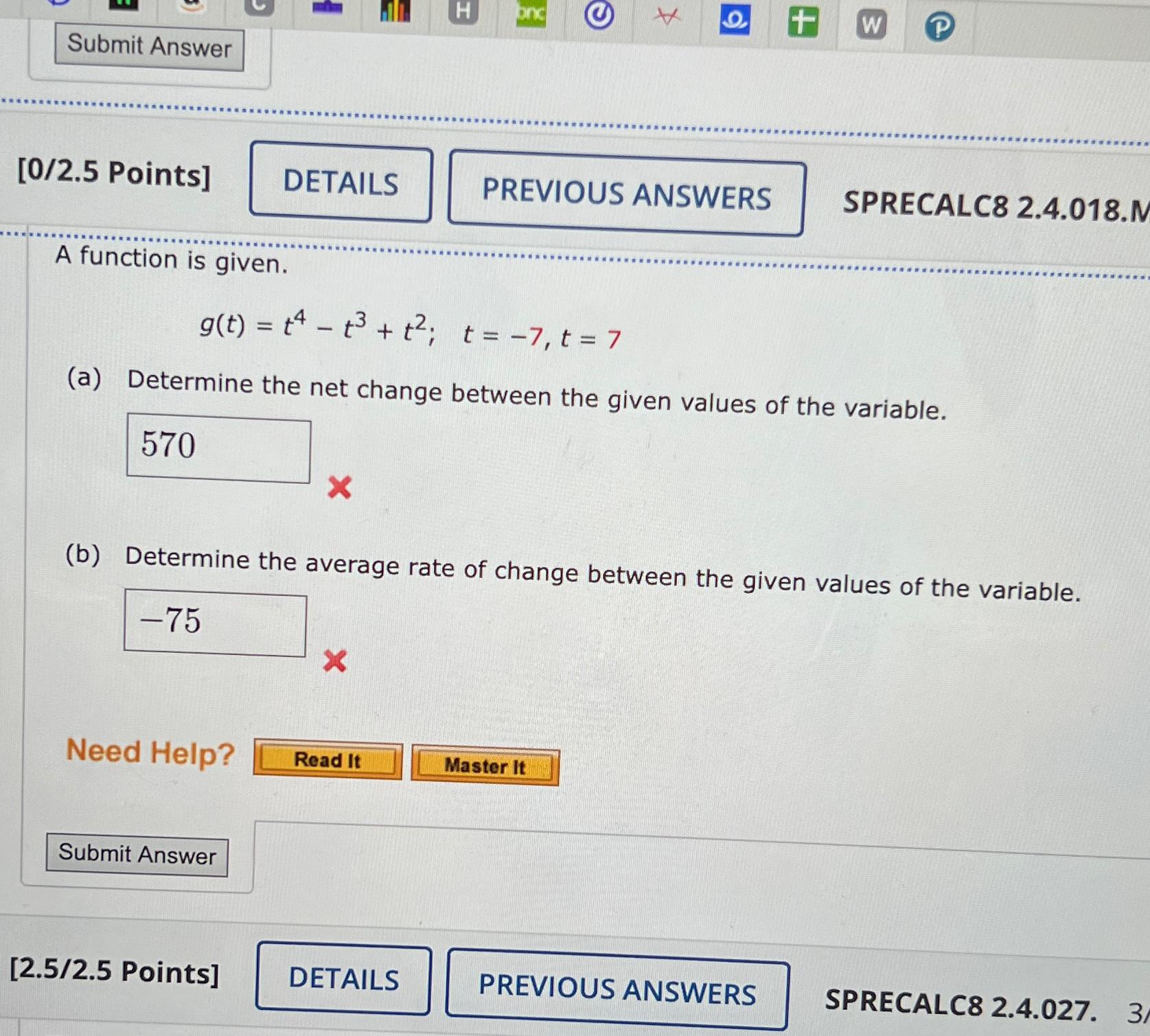 Solved [0/2.5 ﻿Points]SPRECALC8 2.4.018.NA function is | Chegg.com