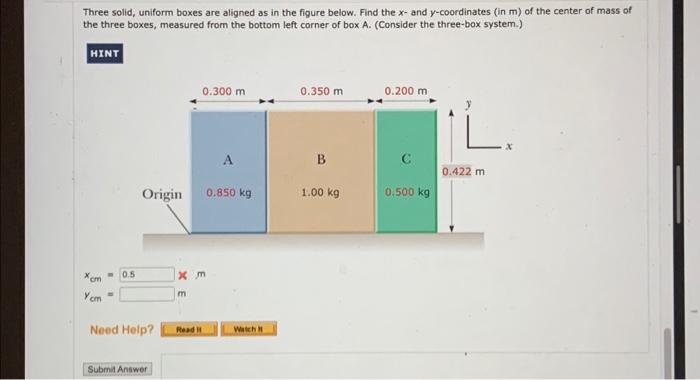 Solved Three solid, uniform boxes are aligned as in the | Chegg.com