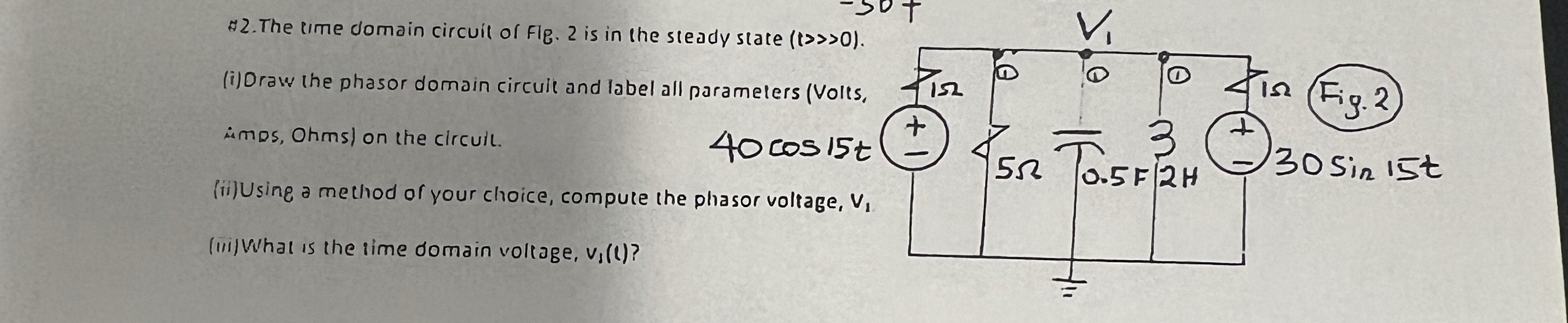 Solved The time domain circuil of Flg. 2 ﻿is in the steady | Chegg.com