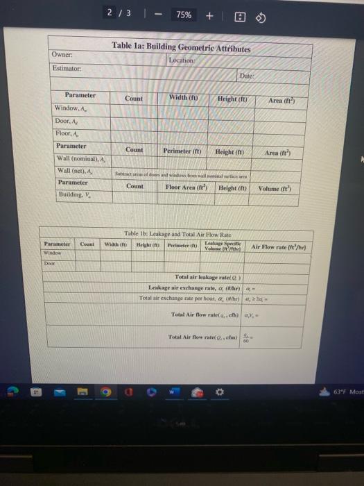 Solved Project \#2: Heating Load Estimate Fig. 1: Single | Chegg.com